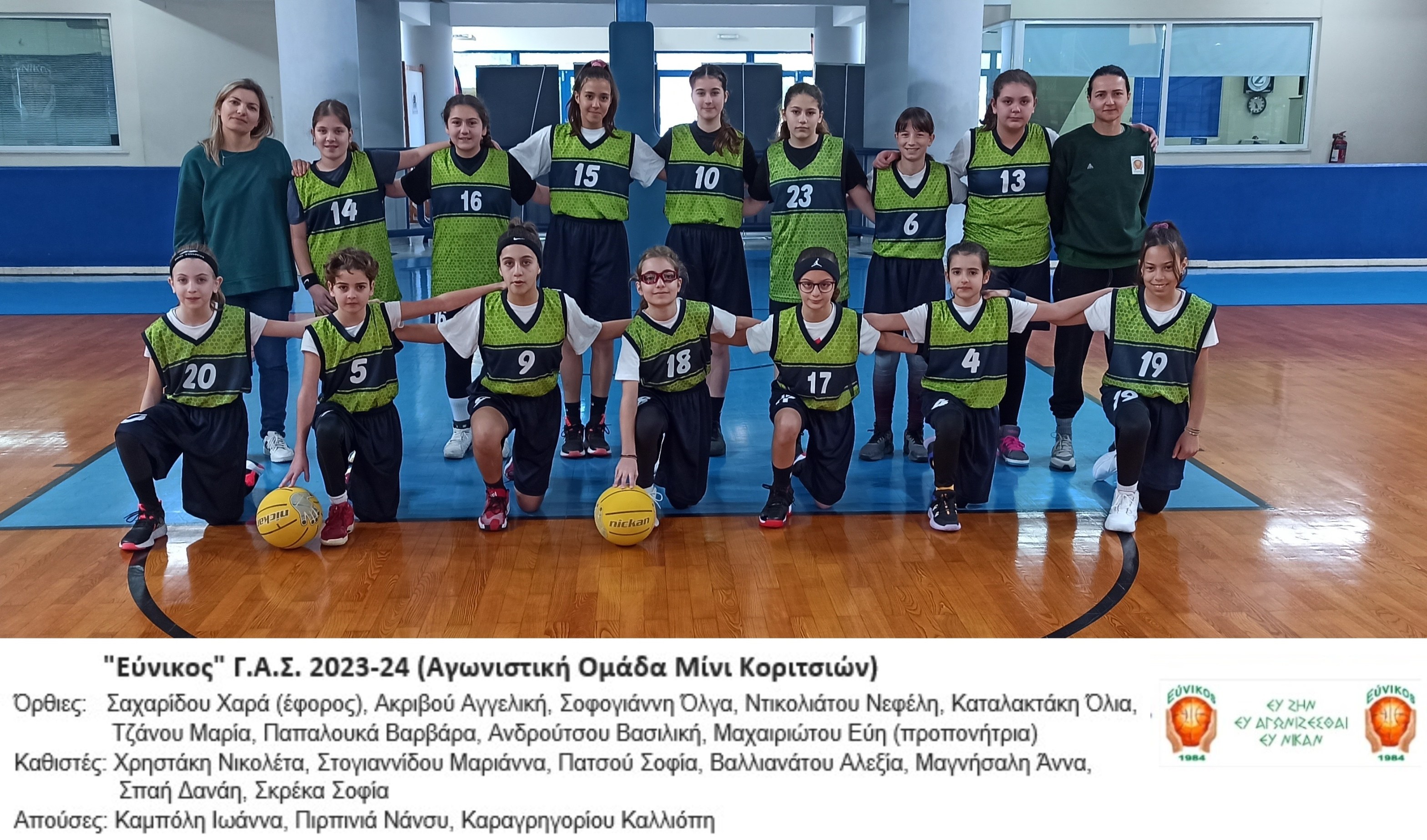 Αγωνιστική ομάδα Μίνι Κοριτσιών 2023-2024 – Εύνικος